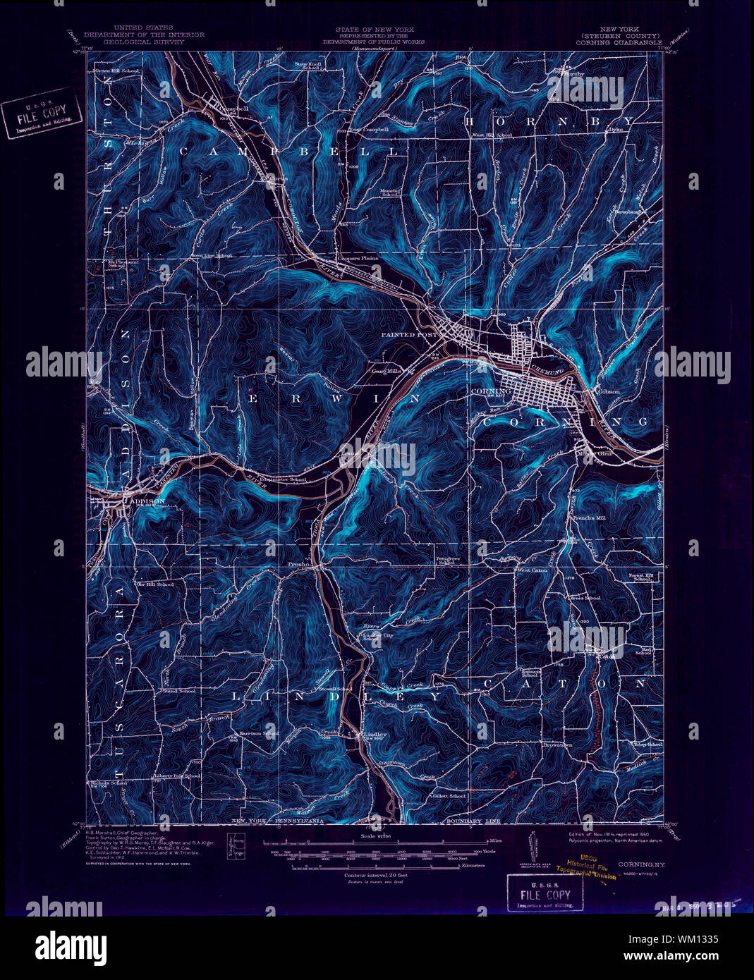 Map of corning new york hi-res stock photography and images - Alamy