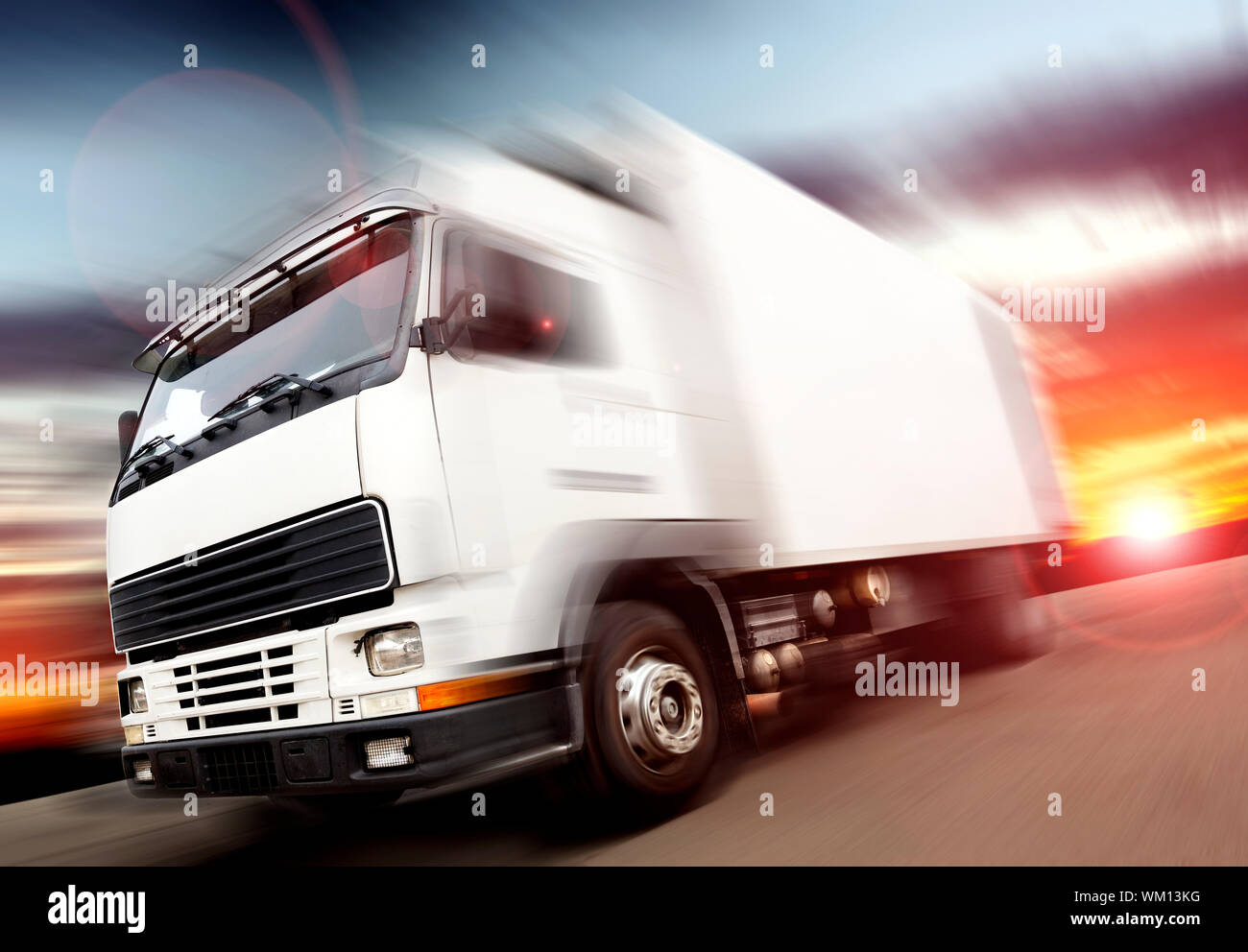 truck speed. Trucks delivering merchandise Stock Photo - Alamy