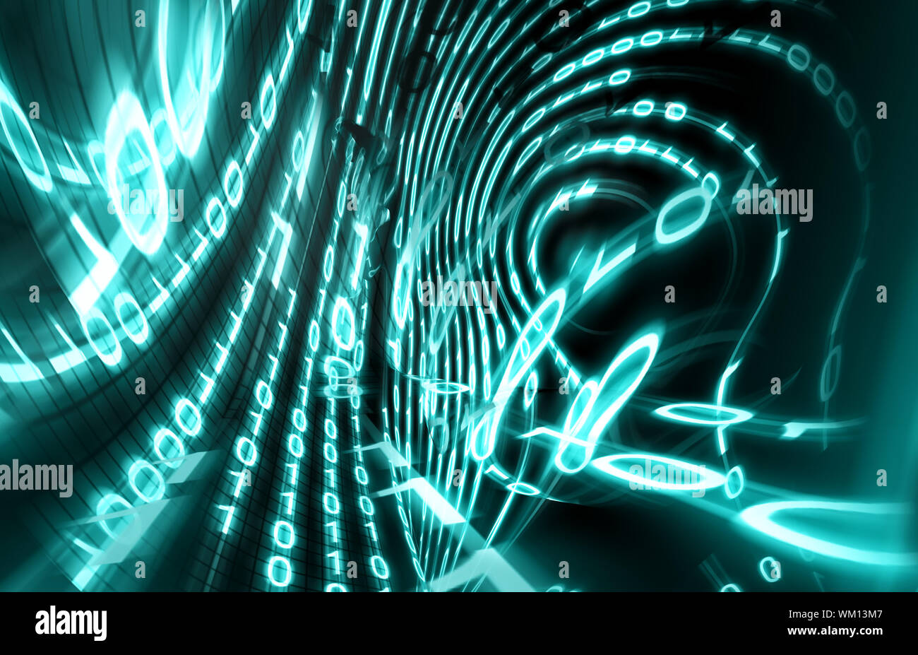 binary code background on digital screen 3d render.Internet concept ...