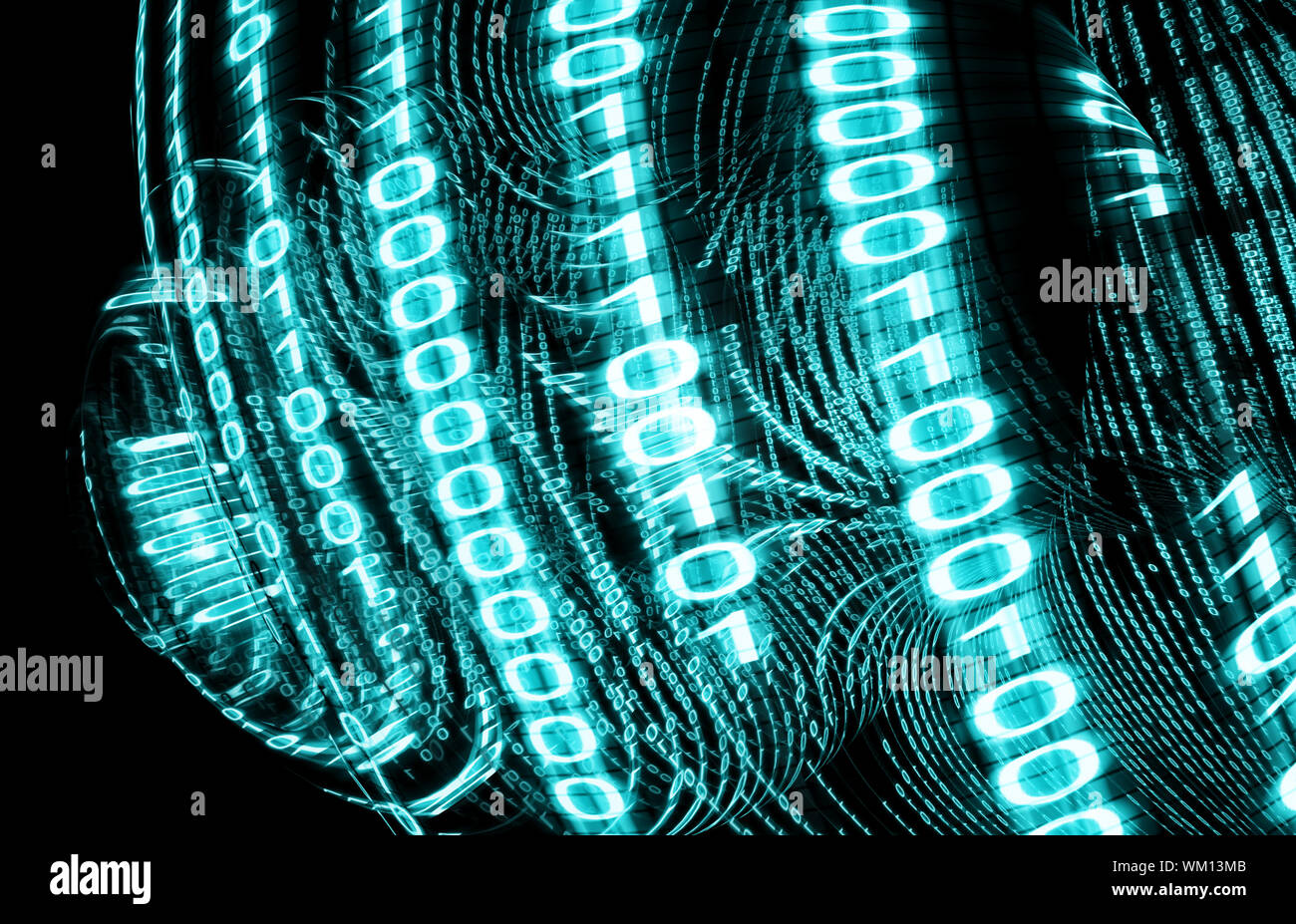 binary code background on digital screen 3d render.Internet concept ...