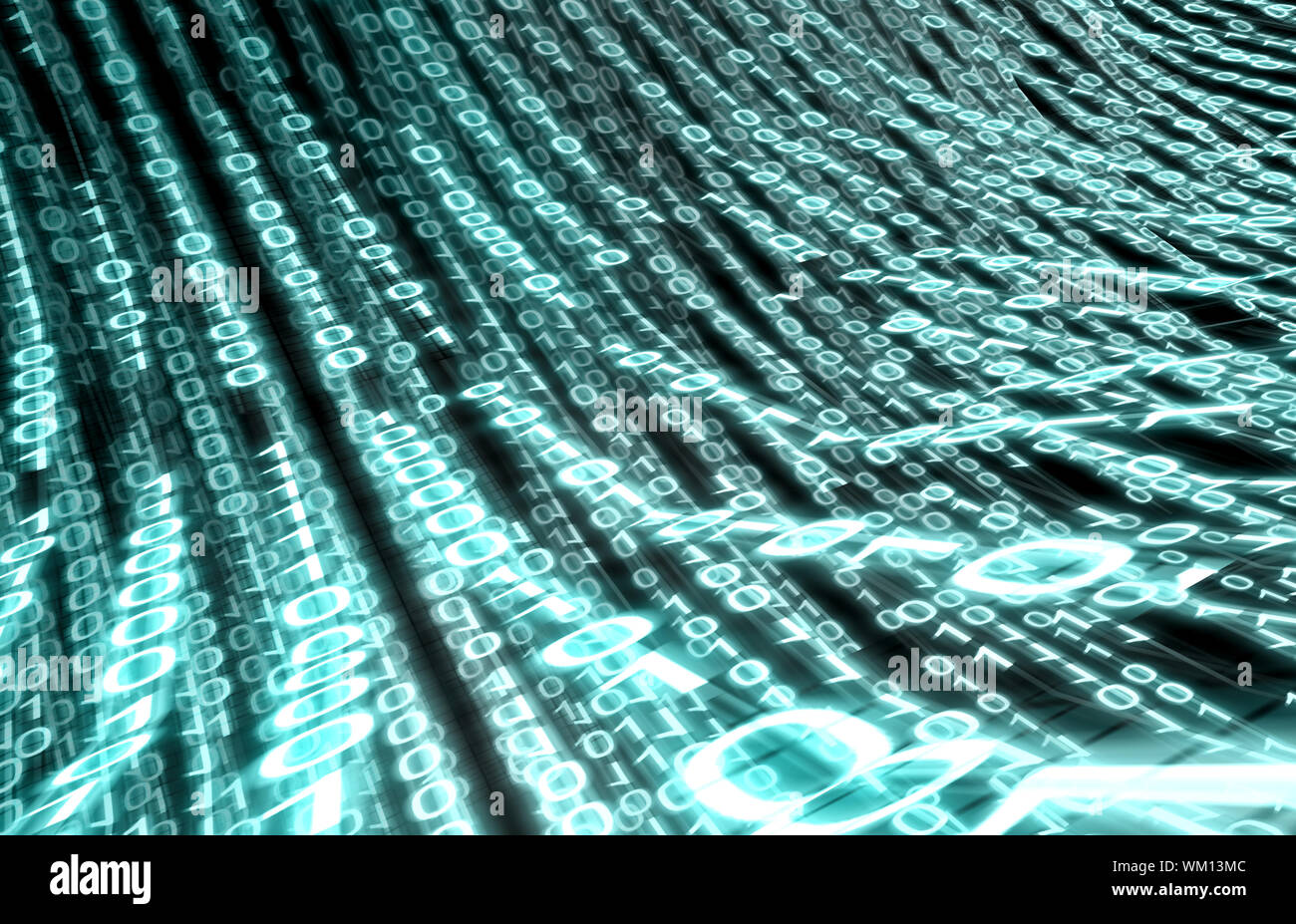 Binary Code Background On Digital Screen 3d Render Internet Concept