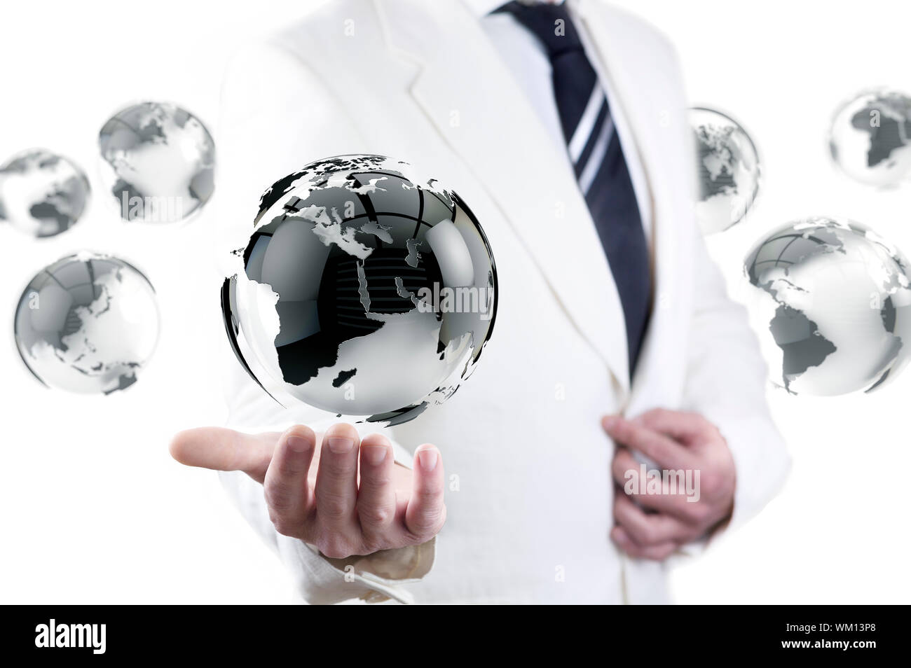 businessman and globe world map. International global company concept ...