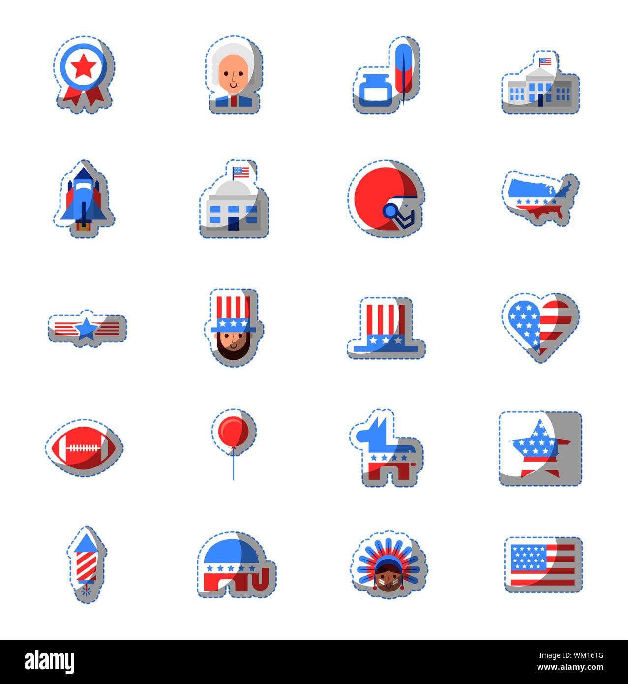 independence day united states of america icons Stock Vector Image ...