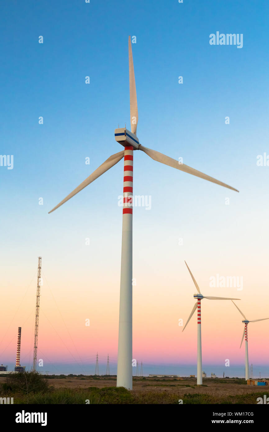 Group of windmills for renewable electric energy production. Eco power ...