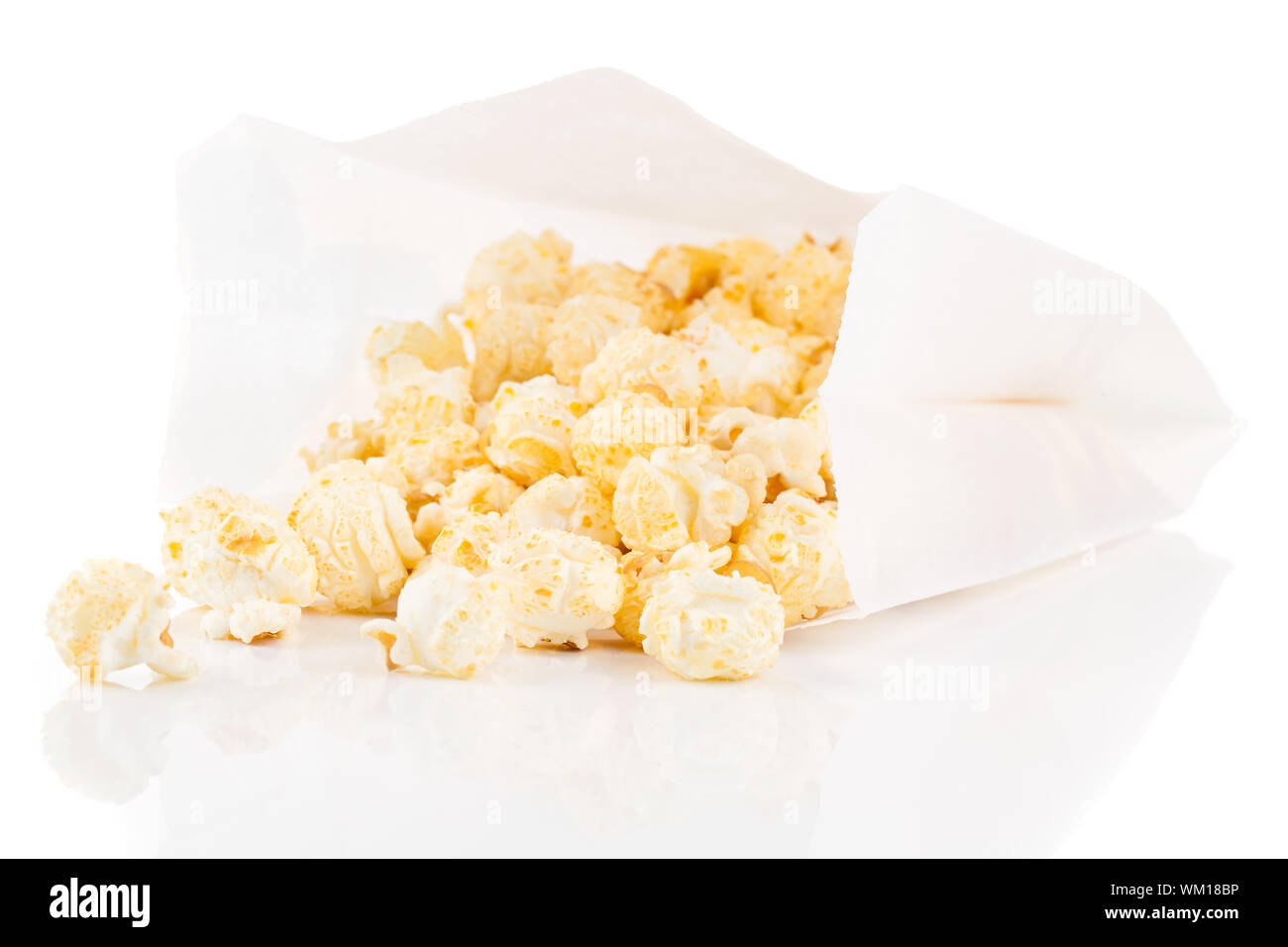 Popcorn bag on white background Stock Photo - Alamy