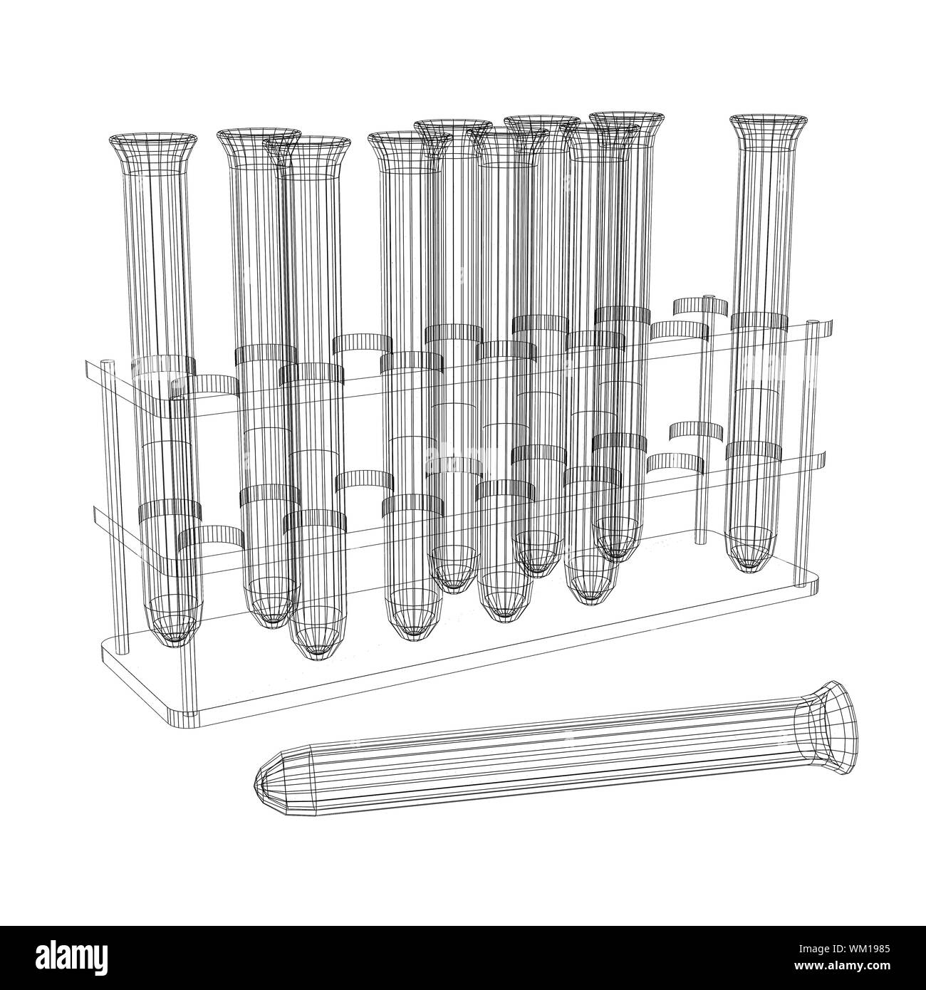 Test tubes. Wire-frame render on white background Stock Photo - Alamy