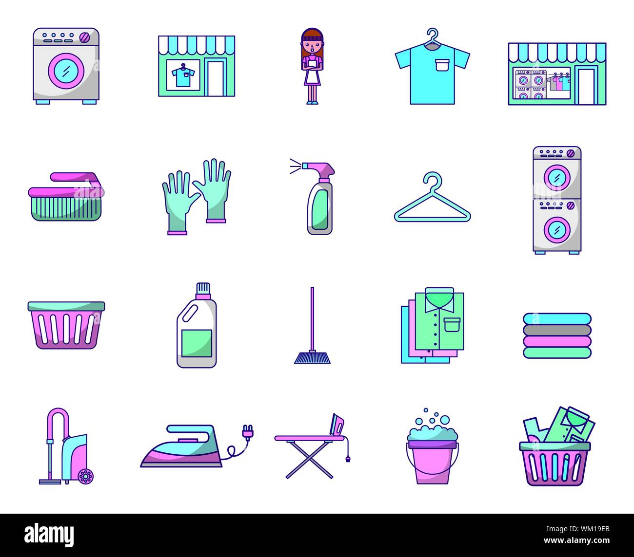 Iron laundry set cartoon Stock Vector Images - Alamy