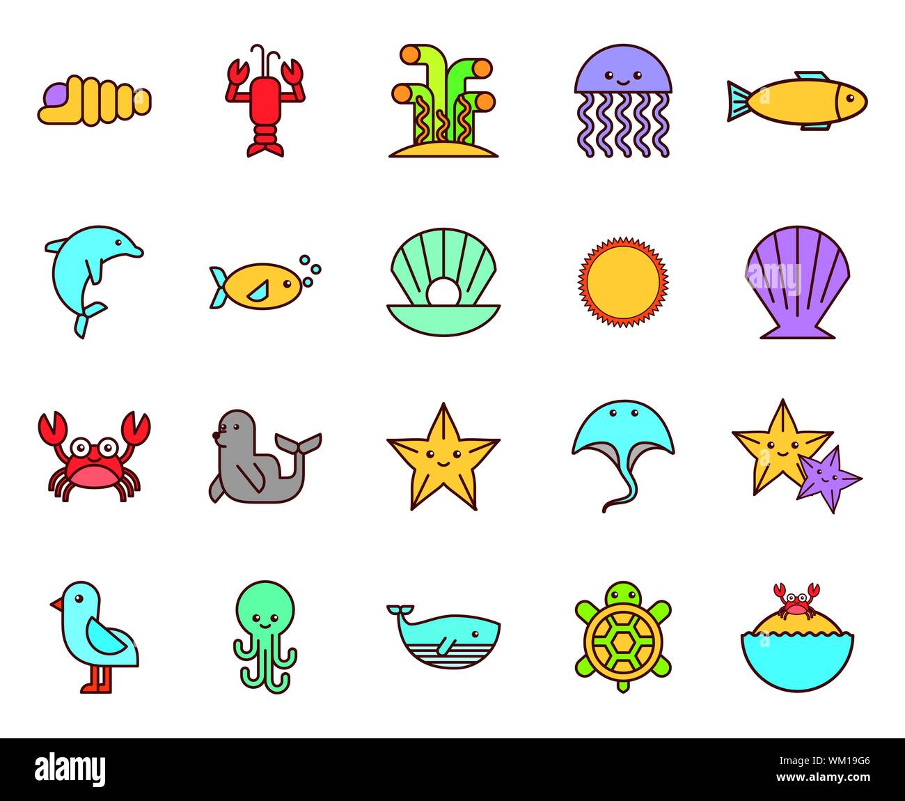 bundle of sea life animals icons Stock Vector Image & Art - Alamy
