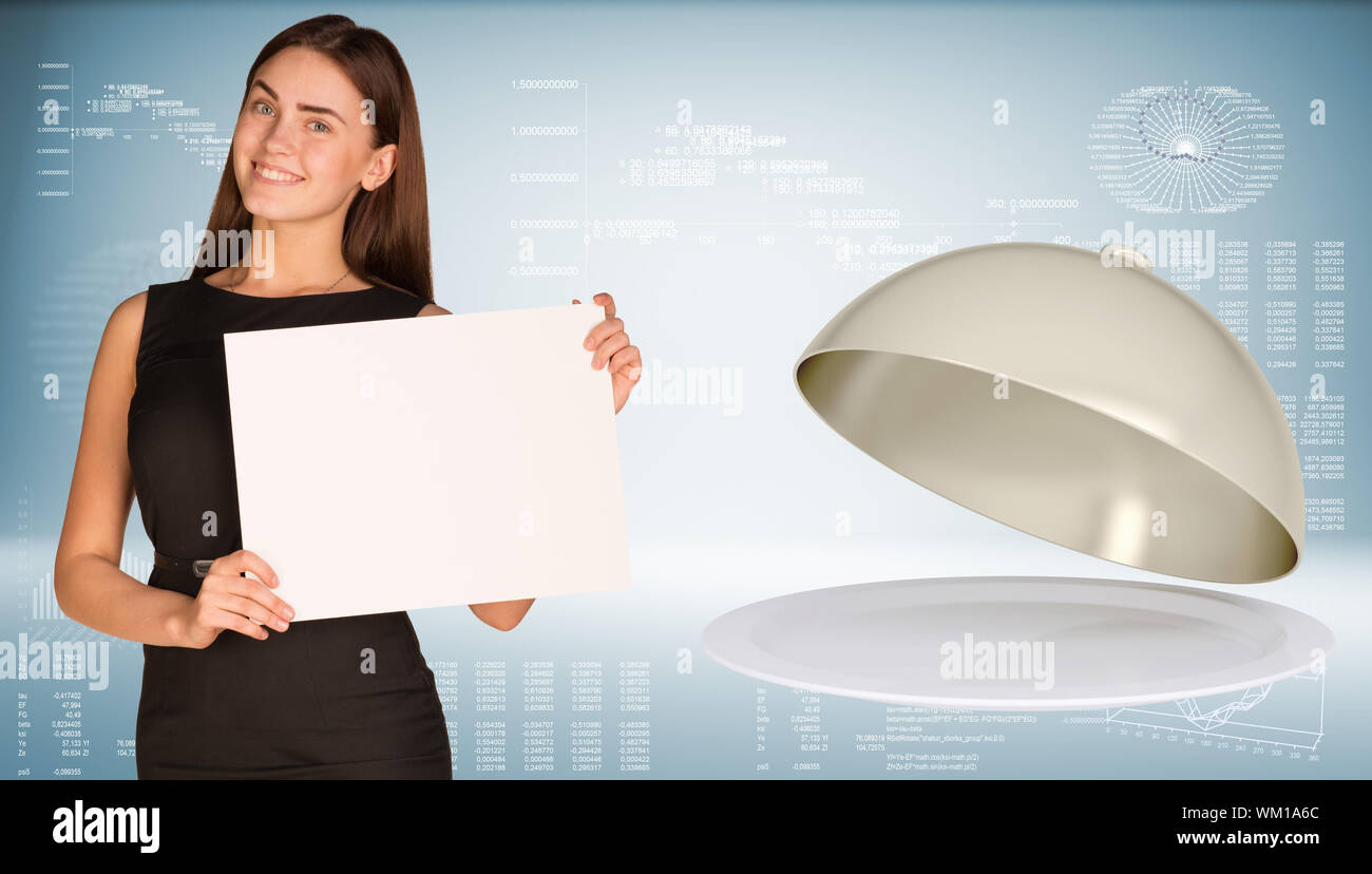 Smiling businesswoman holding plate hi-res stock photography and images ...