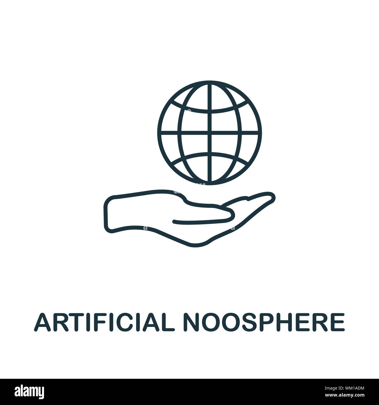 Artificial Noosphere outline icon. Thin line concept element from ...