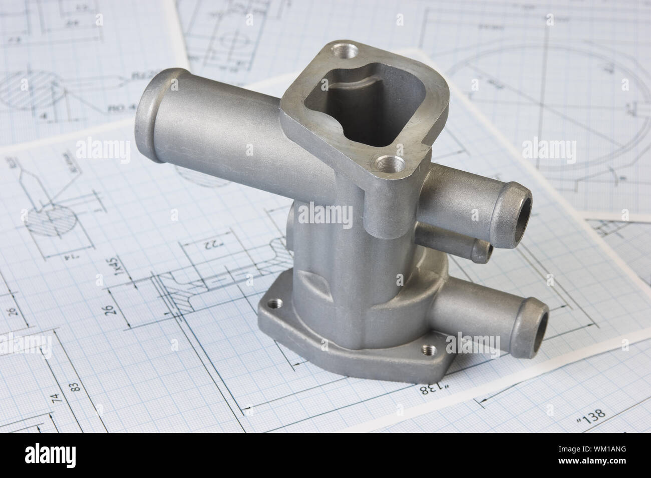 drawings of mechanisms with parts and tools Stock Photo - Alamy