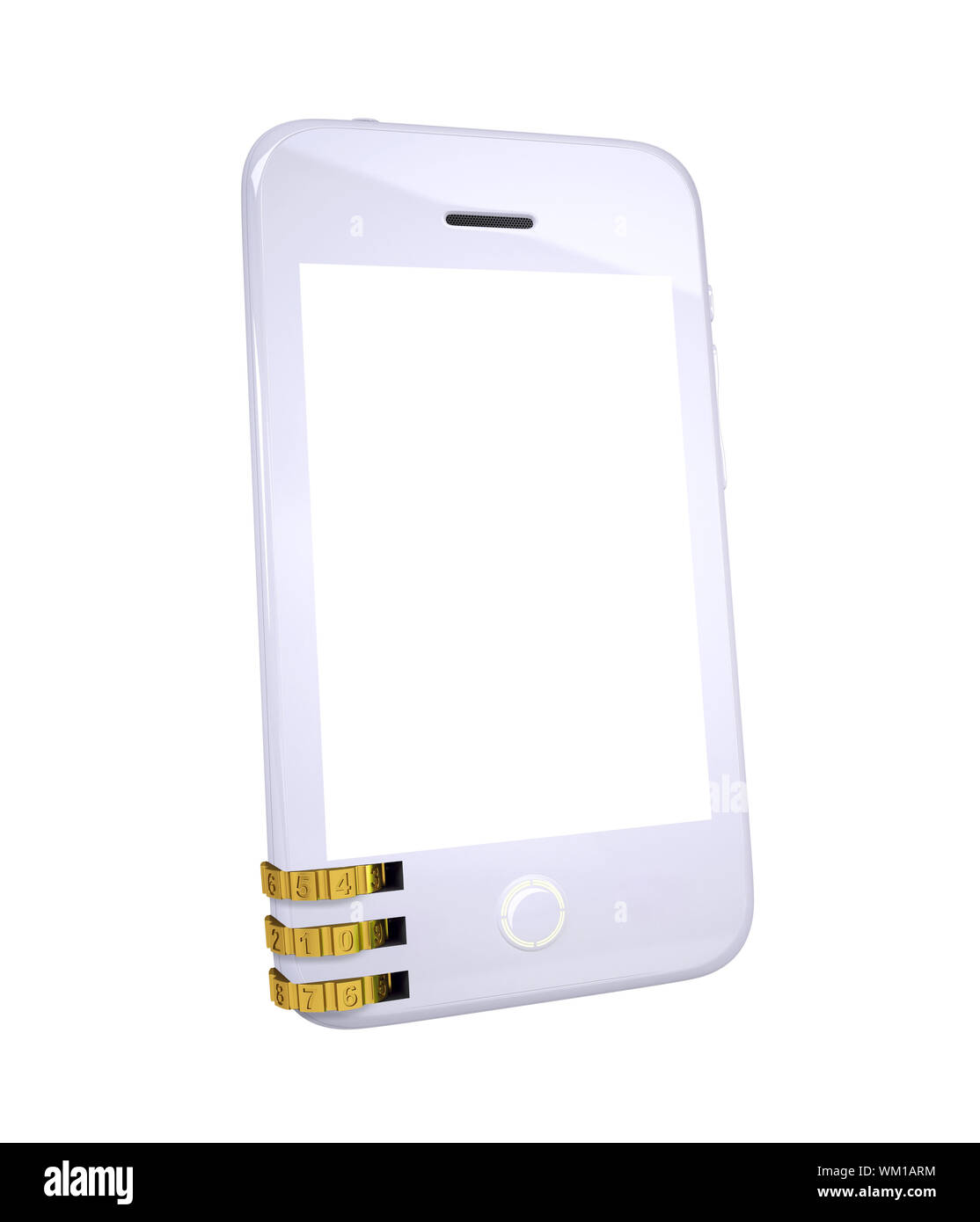 Smartphone with wheels combination code. Isolated on white background ...