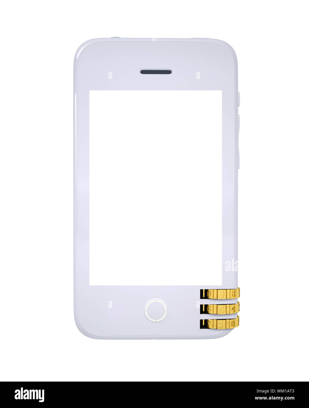 Smartphone with wheels combination code. Isolated on white background ...