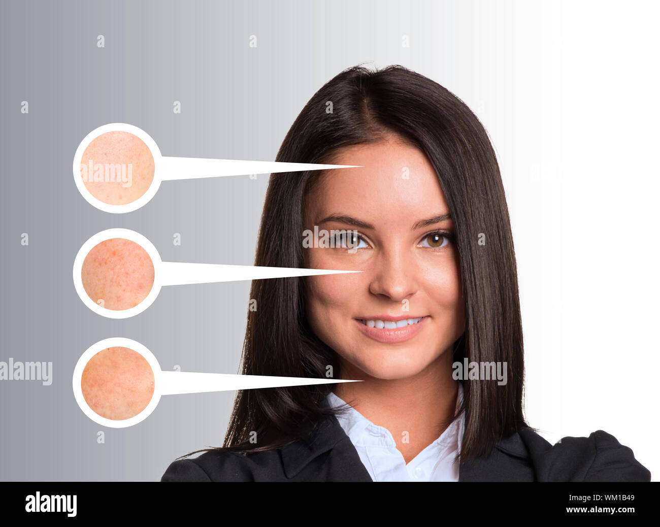 Zoomed face smiling young woman hi-res stock photography and images - Alamy