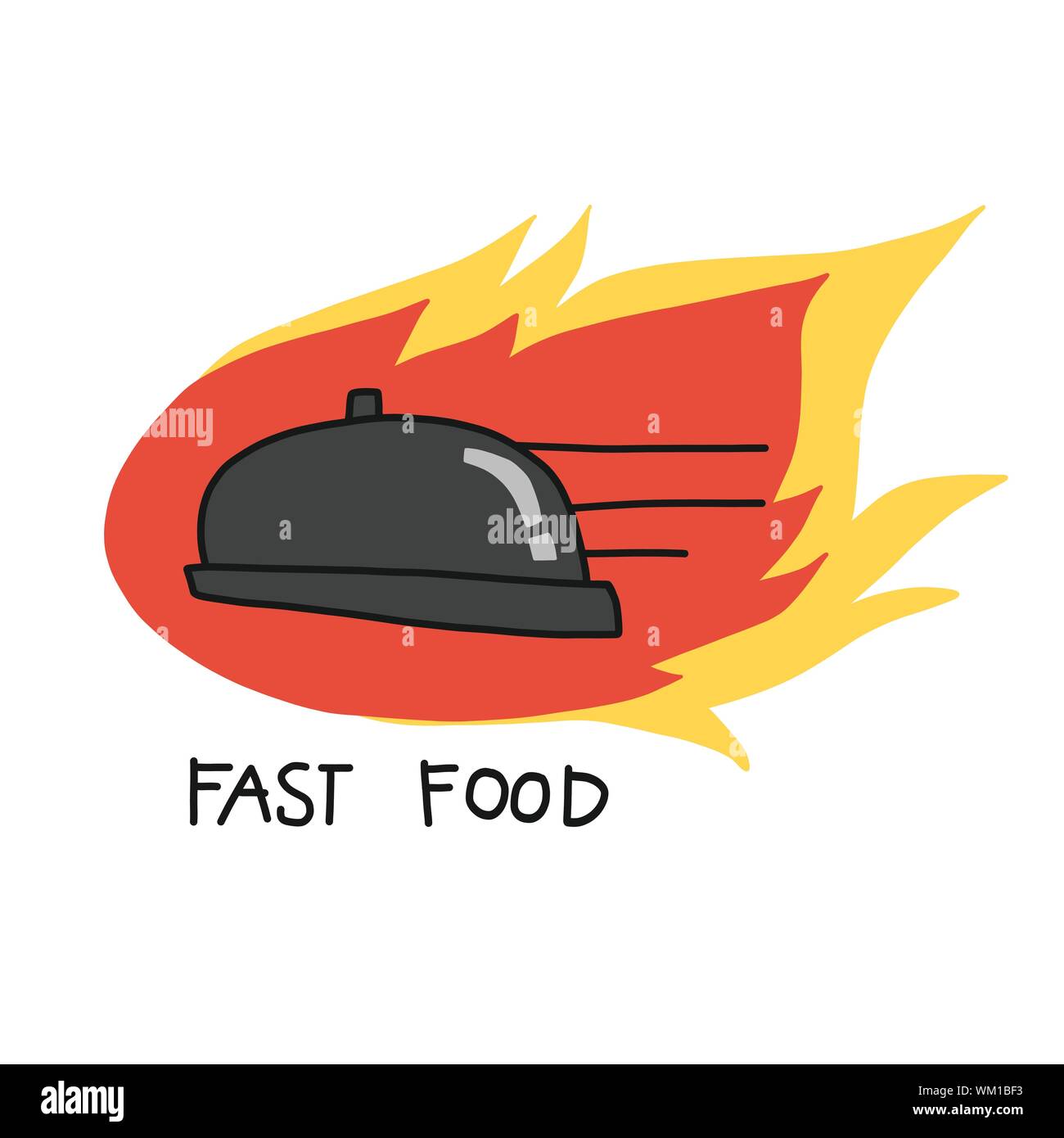 Fast food serving on fire logo cartoon vector illustration Stock Vector ...