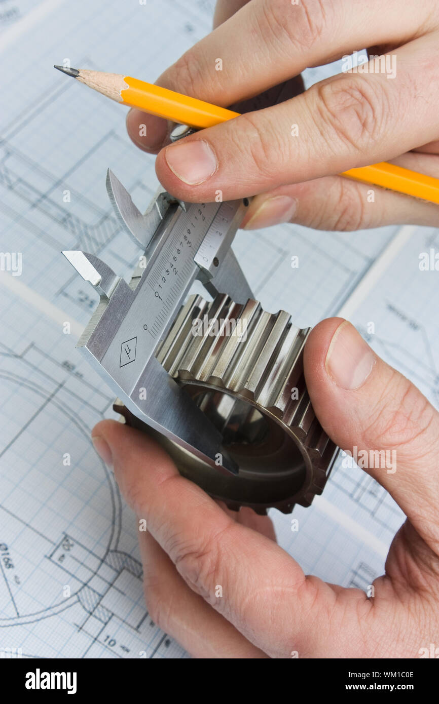 tools and mechanisms detail on the background of technical drawings ...