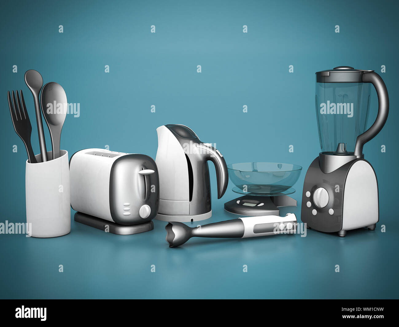 picture of household appliances on a blue background Stock Photo - Alamy