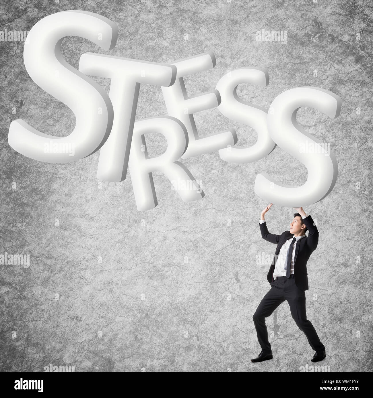 Concept of stress with a man with text Stock Photo - Alamy