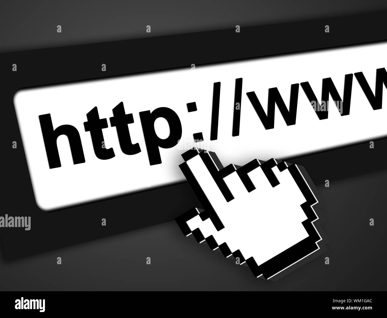 Graphic bar on computer with 3d mouse pointer , on black background ...