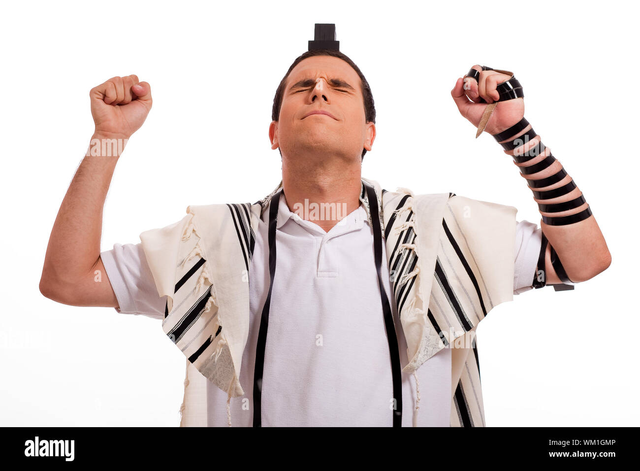 jewish men praying on isolated background Stock Photo - Alamy