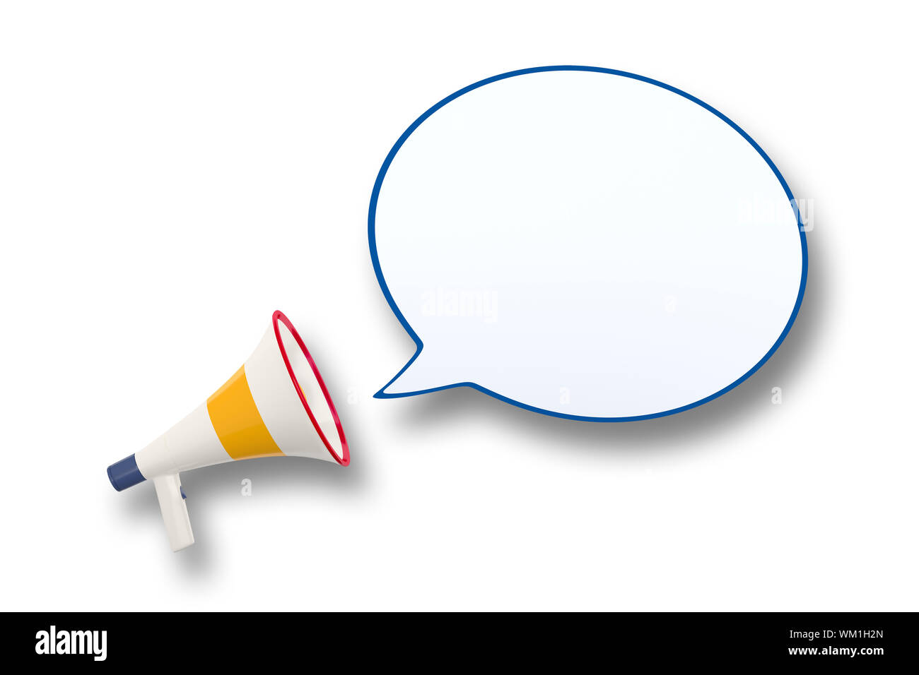 A megaphone and a speech bubble on a white background Stock Photo - Alamy