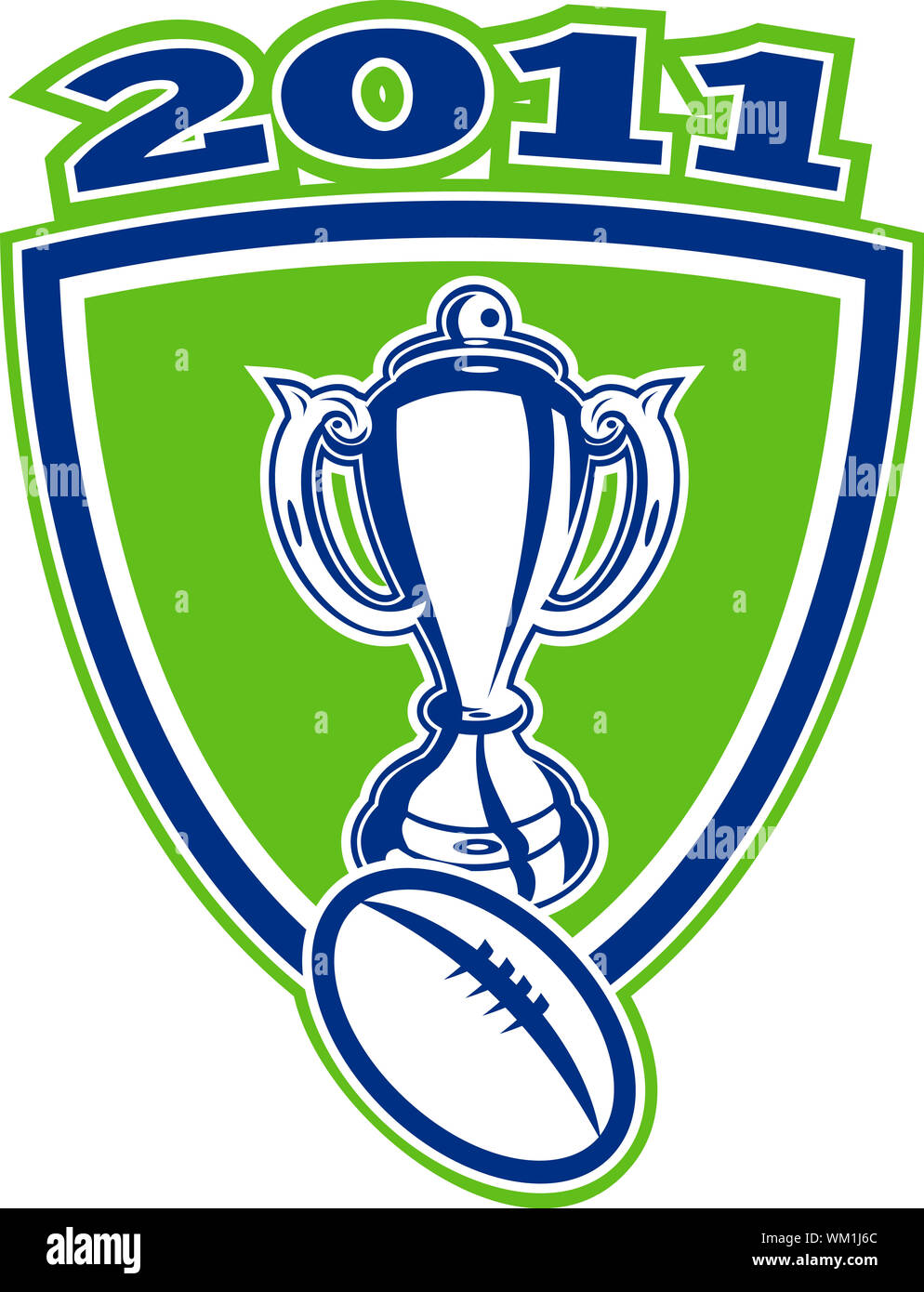 illustration of a championship world cup or trophy with rugby ball and ...