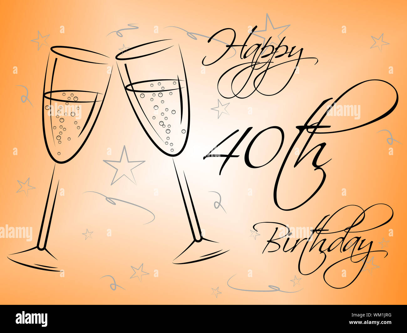 Happy Fortieth Birthday Meaning Cheerful Celebrate And Greeting Stock ...