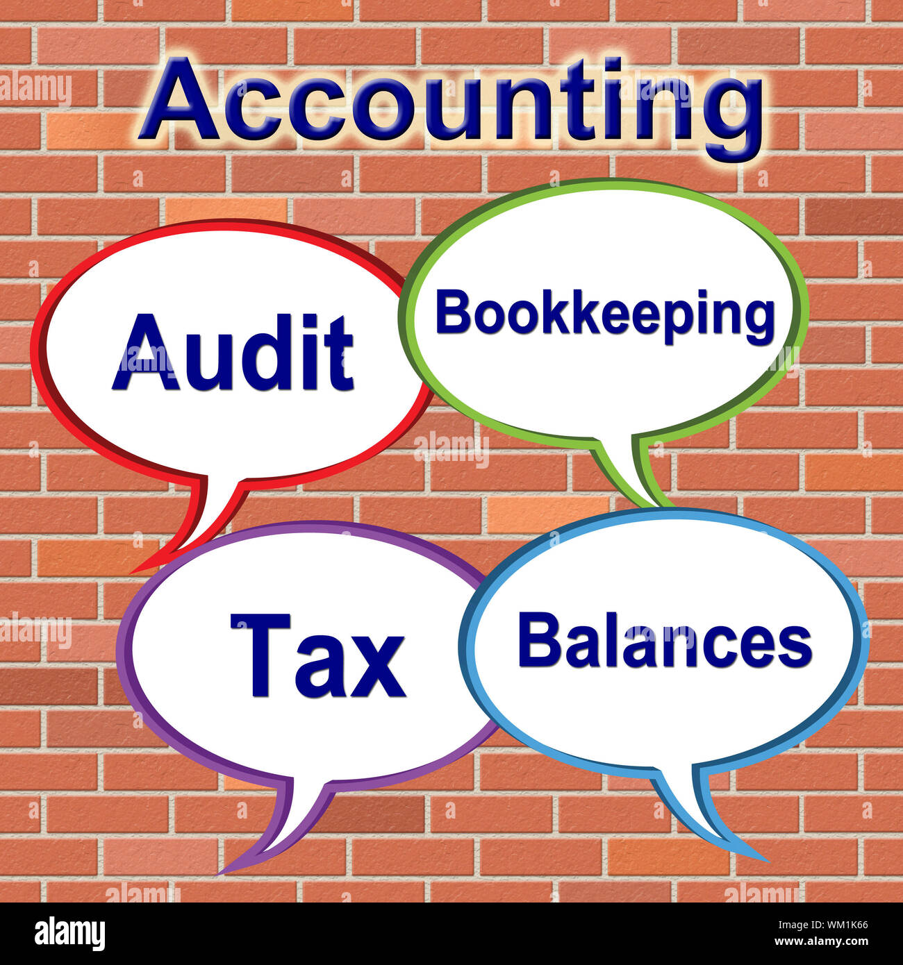 Accounting Words Showing Balancing The Books And Tax Taxation Stock ...