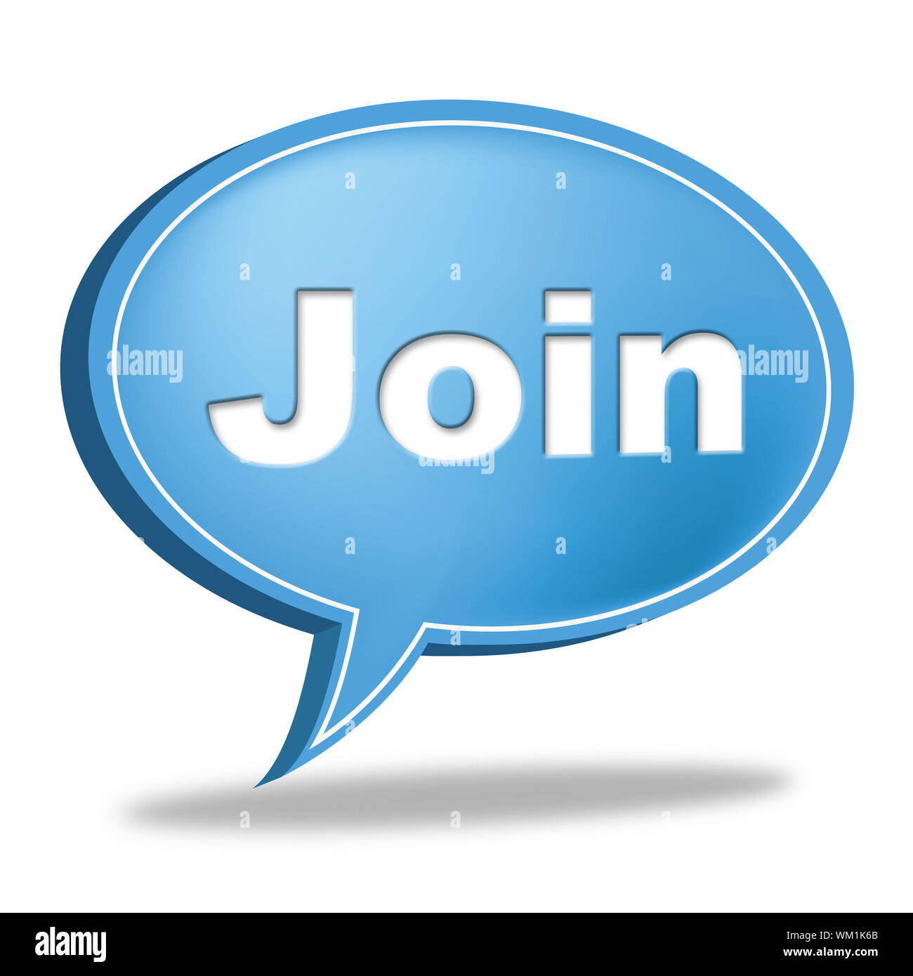 Join Speech Bubble Showing Sign Up And Registering Stock Photo - Alamy