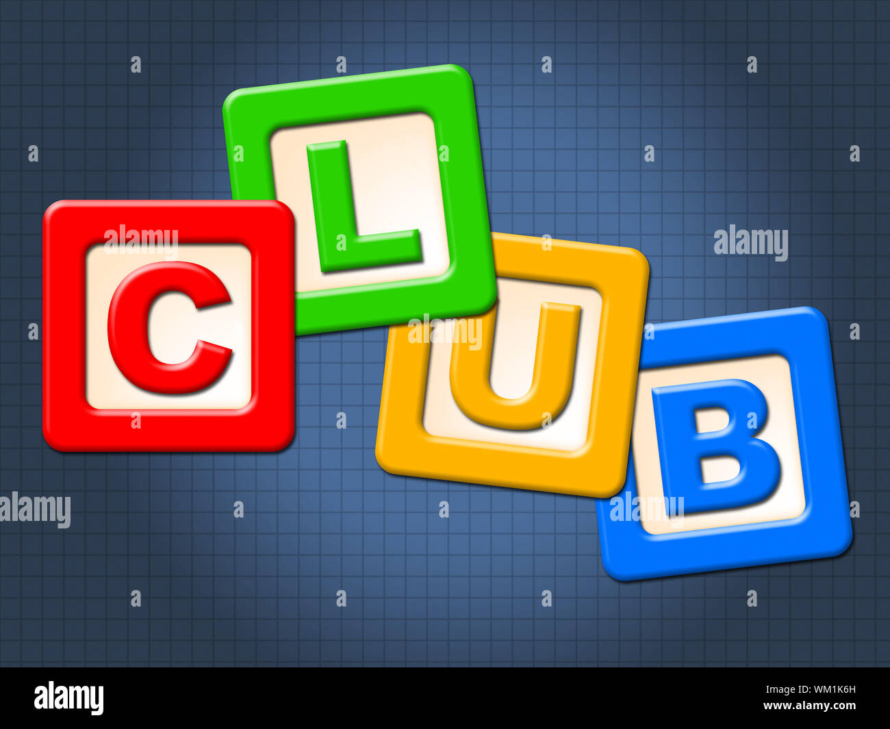 Club Kids Blocks Showing Childhood Group And Child Stock Photo - Alamy
