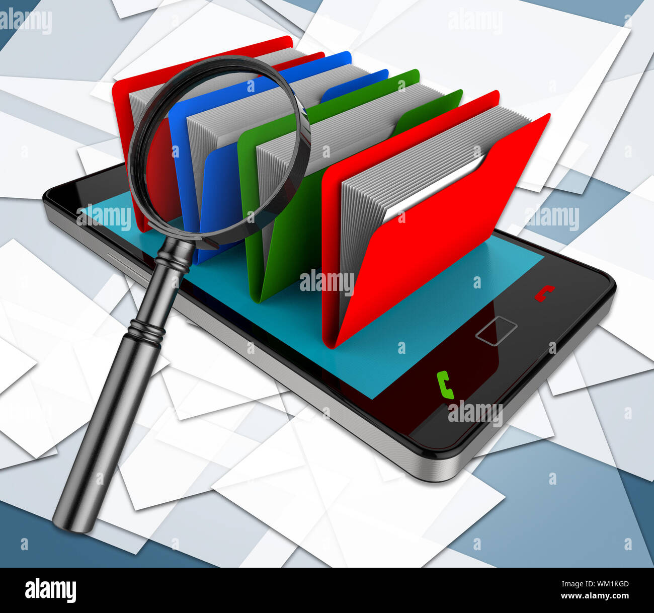 Smartphone Files Showing Mobile Bytes And Organized Stock Photo - Alamy