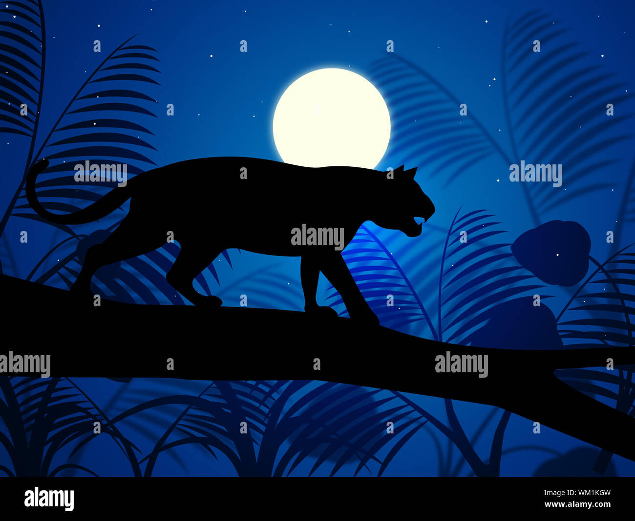 Tiger On Tree Representing Jungle Animals And Wild Stock Photo - Alamy