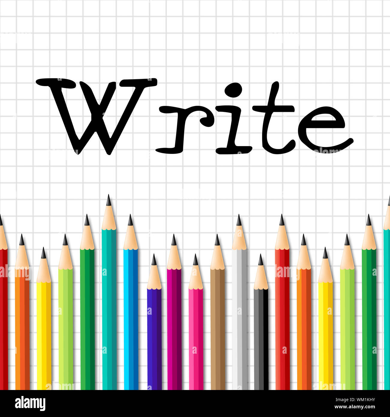 Write Pencils Indicating Kids Study And Children Stock Photo - Alamy