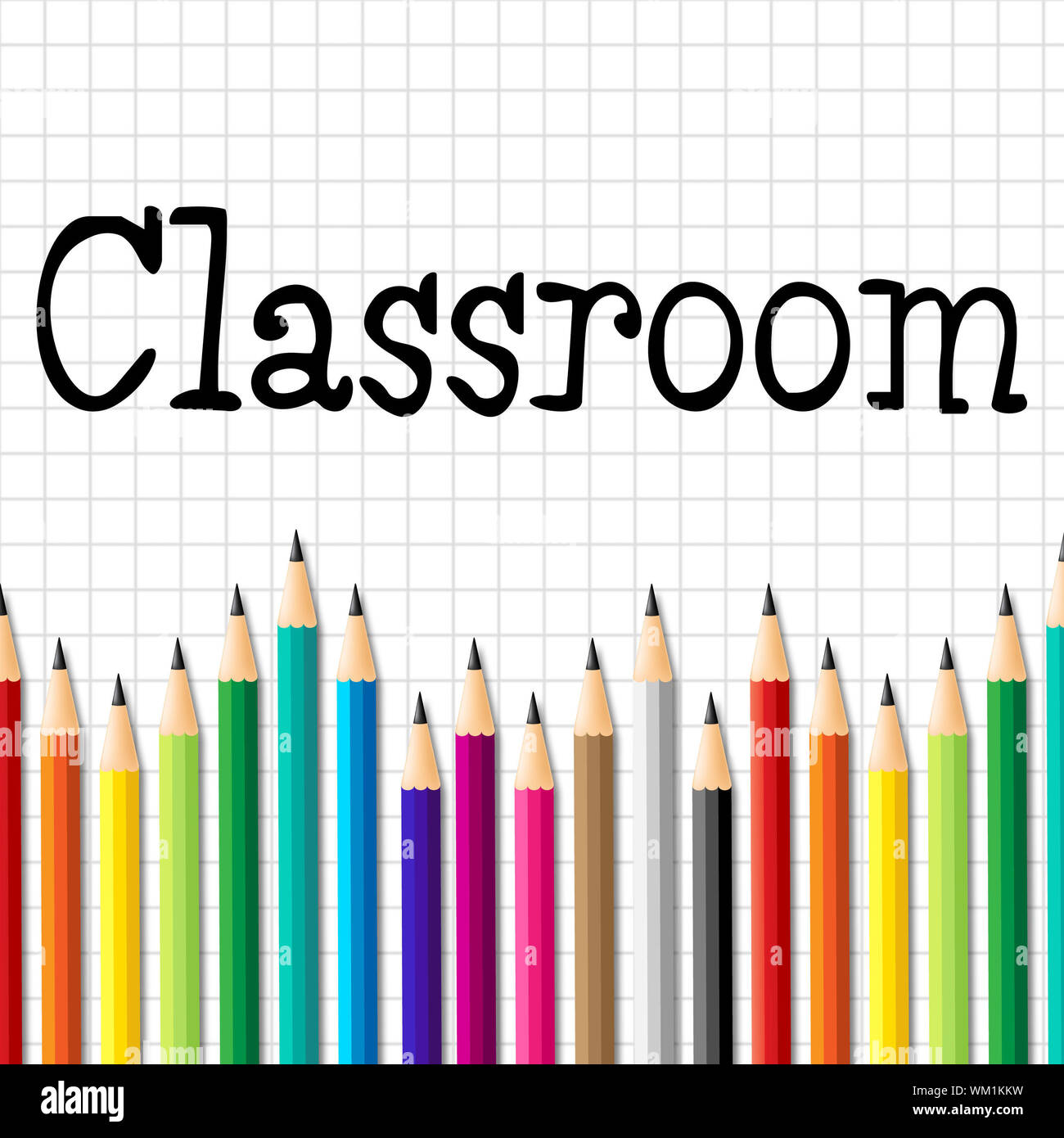 Classroom Pencils Showing Study Childhood And Kids Stock Photo - Alamy