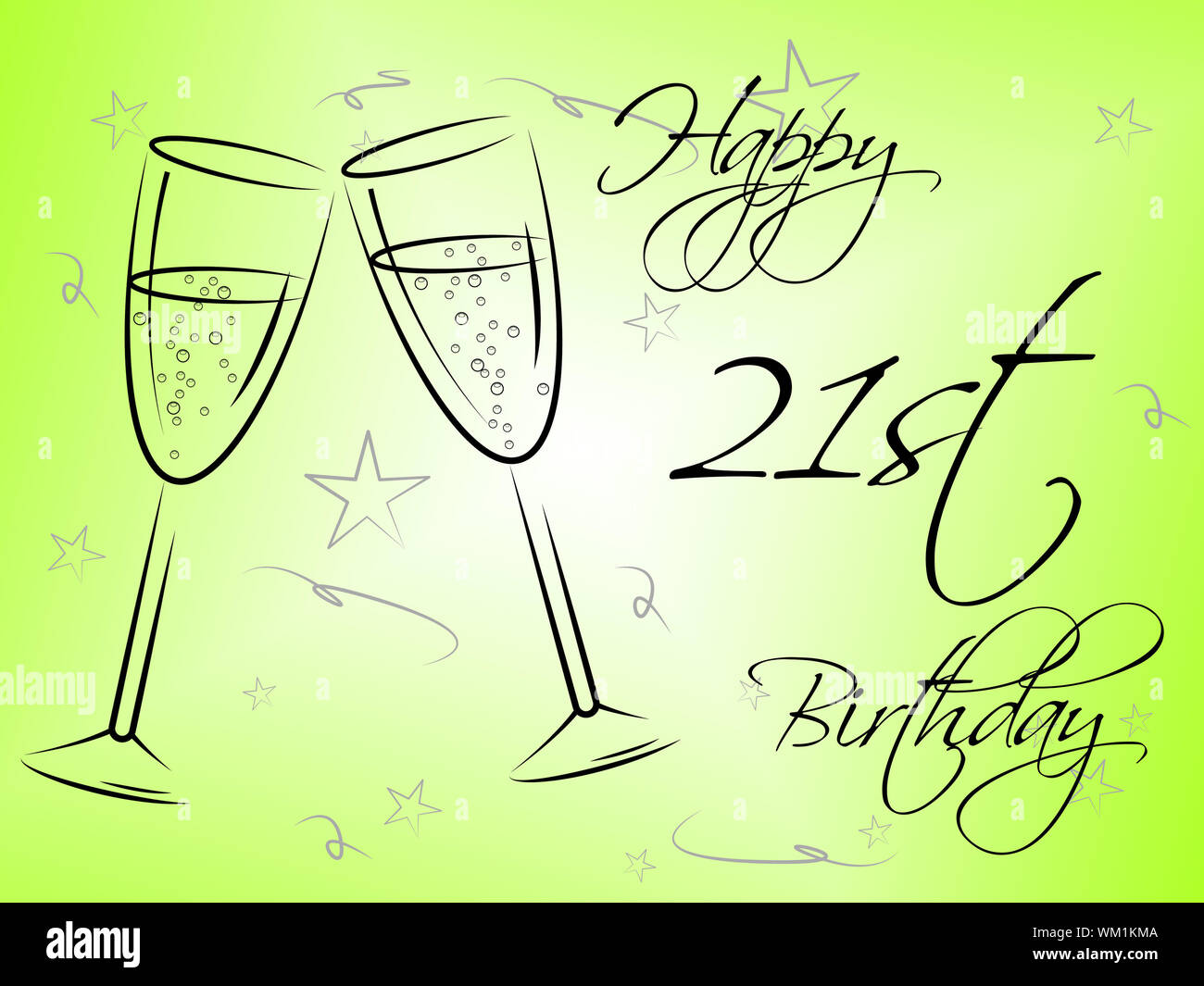 Happy Twenty First Meaning Birthday Party And Cheerful Stock Photo - Alamy