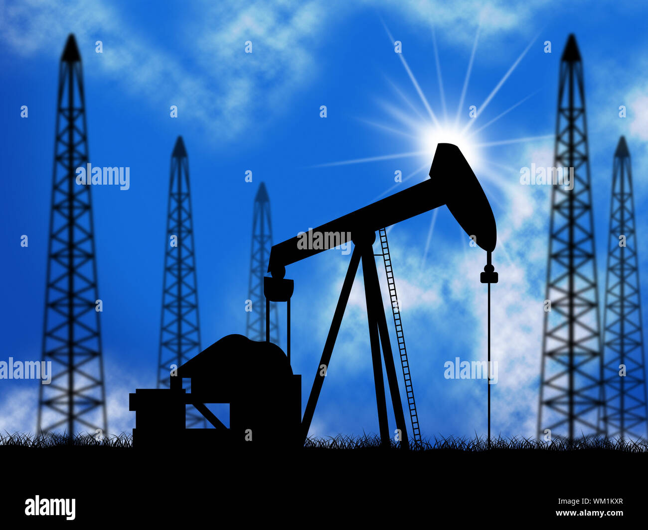Oil Wells Representing Power Source And Electric Stock Photo - Alamy