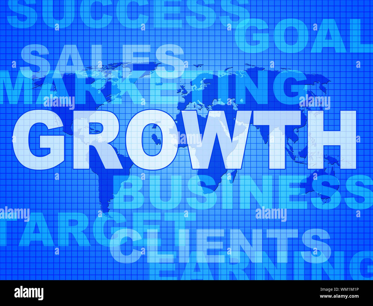 Growth Words Showing Rising Progress And Improve Stock Photo - Alamy
