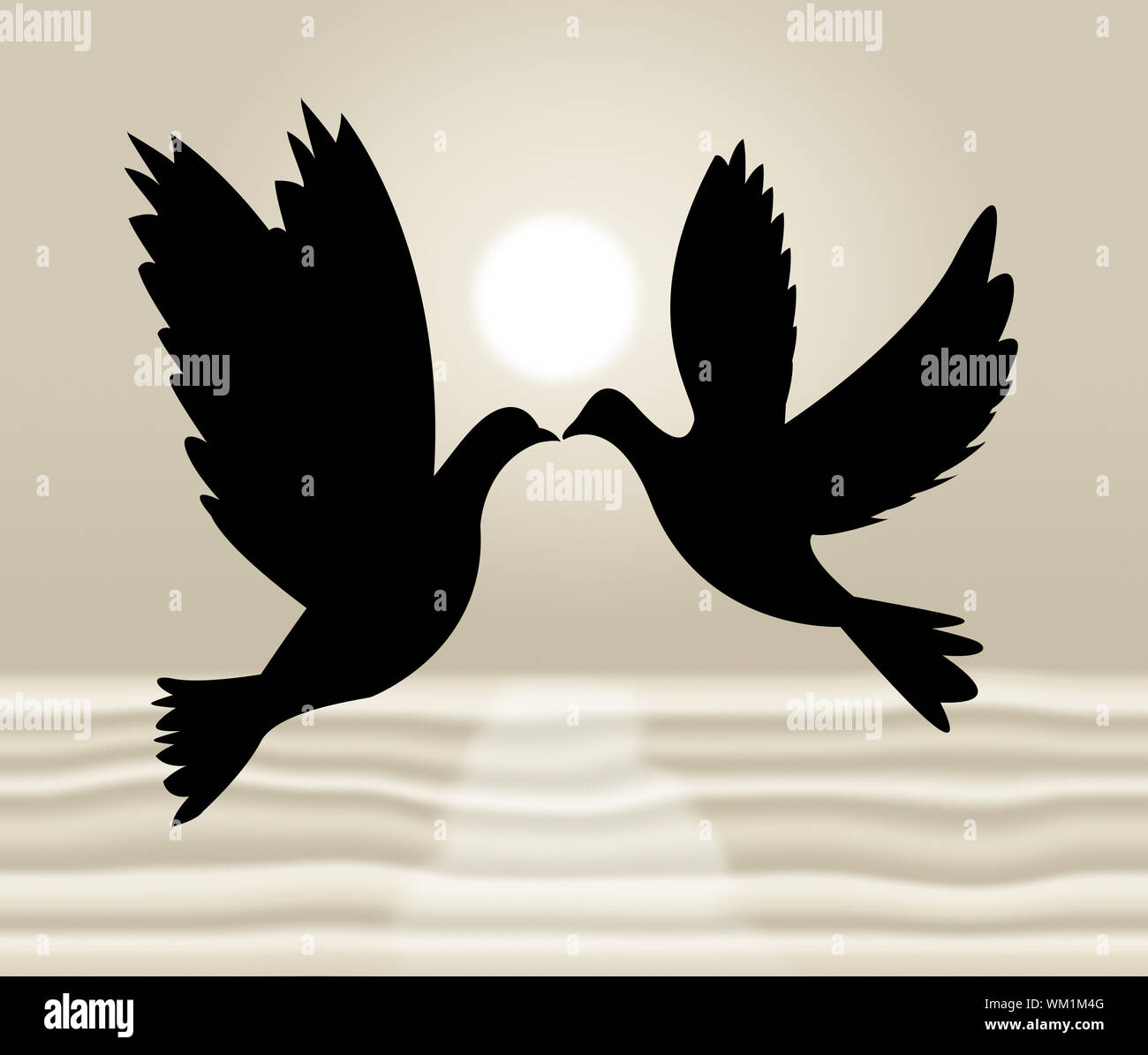 Peace Doves Representing Love Not War And Flock Of Birds Stock Photo ...