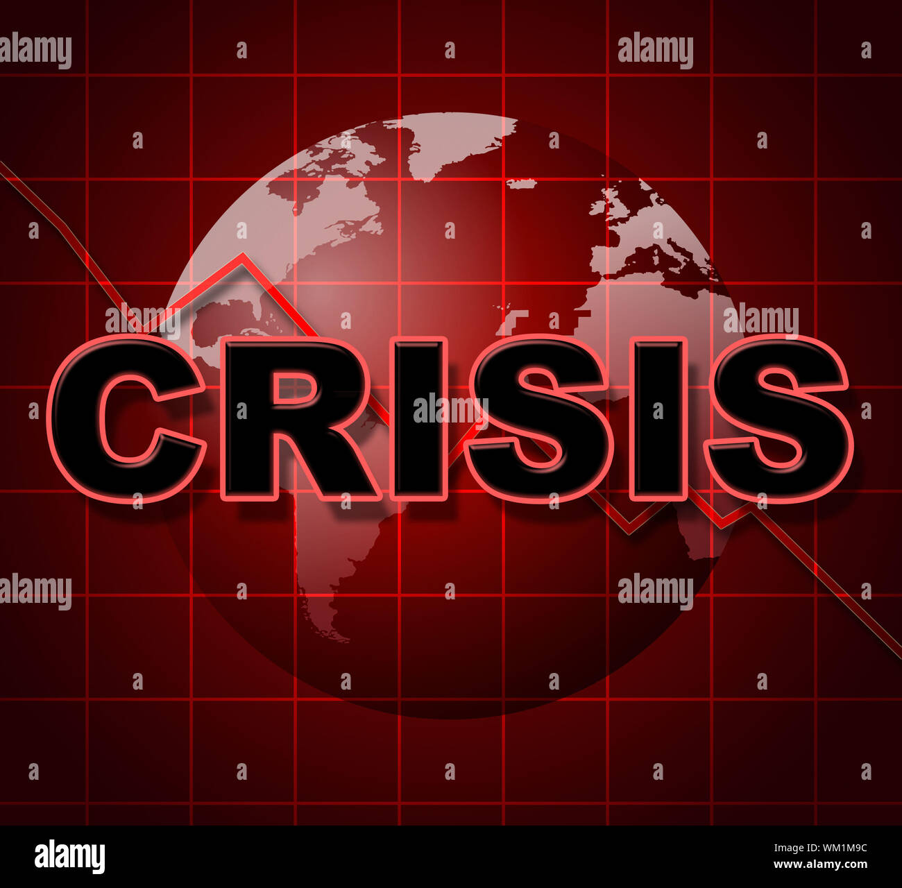 Crisis Graph Indicating Difficult Situation And Issue Stock Photo - Alamy