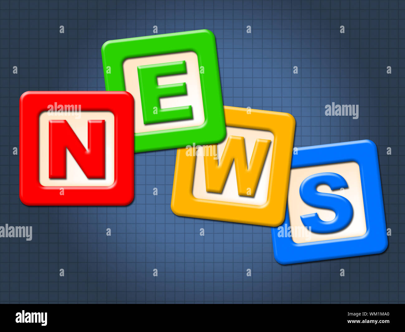 News Kids Blocks Representing Media Player And Info Stock Photo - Alamy