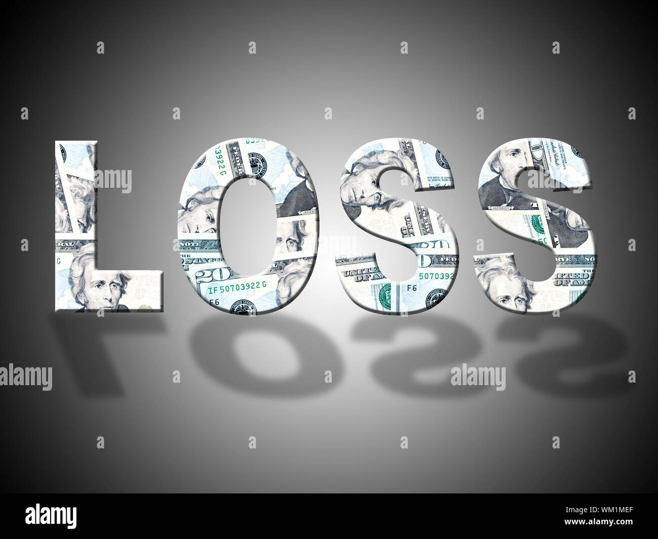 Loss Dollars Indicating United States And Figures Stock Photo - Alamy