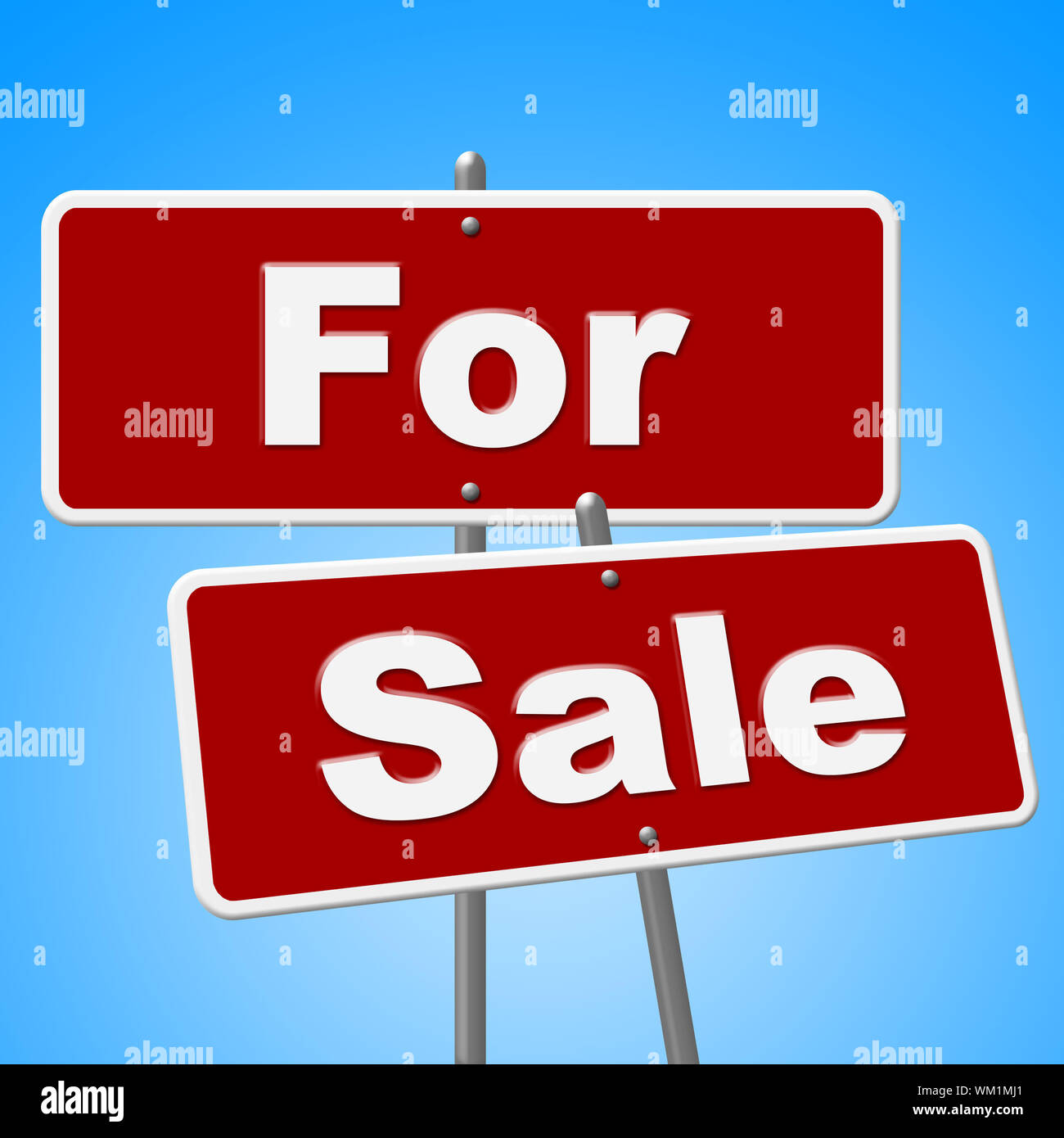 For Sale Signs Indicating Sell House And Message Stock Photo - Alamy