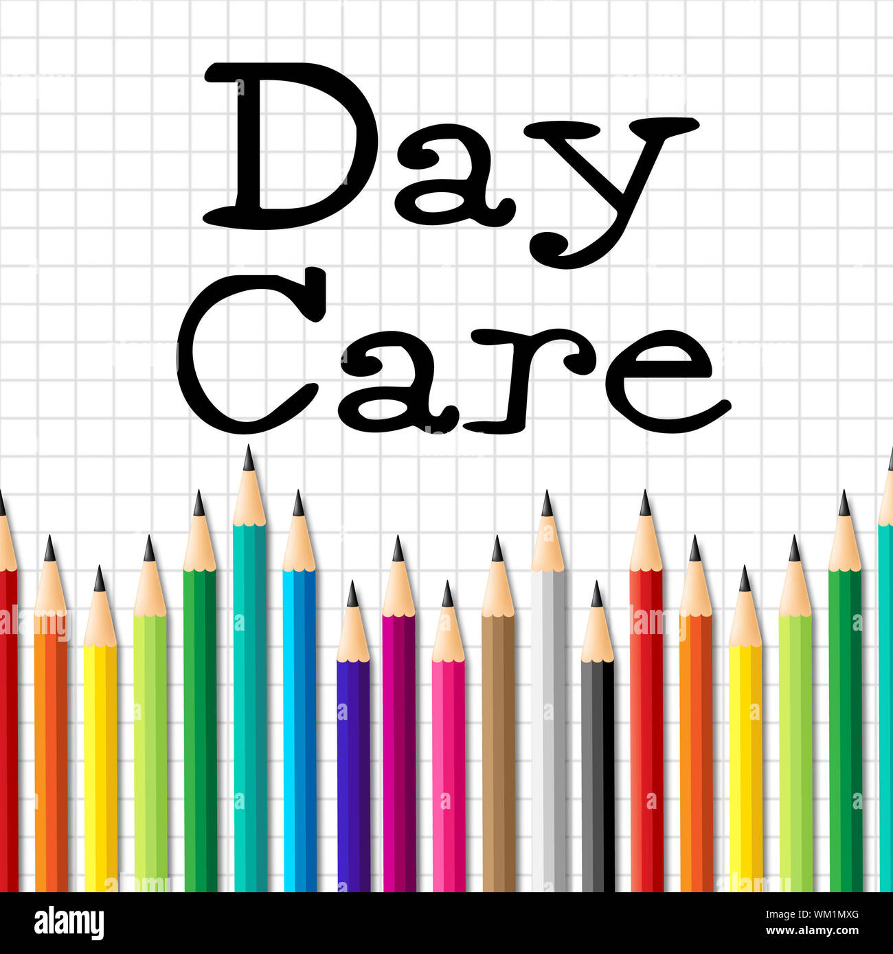 Day Care Pencils Meaning Kids Club And Play Stock Photo - Alamy