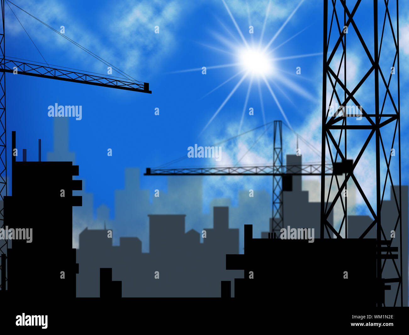 Building Plot Showing Metropolis Downtown And Constructing Stock Photo ...