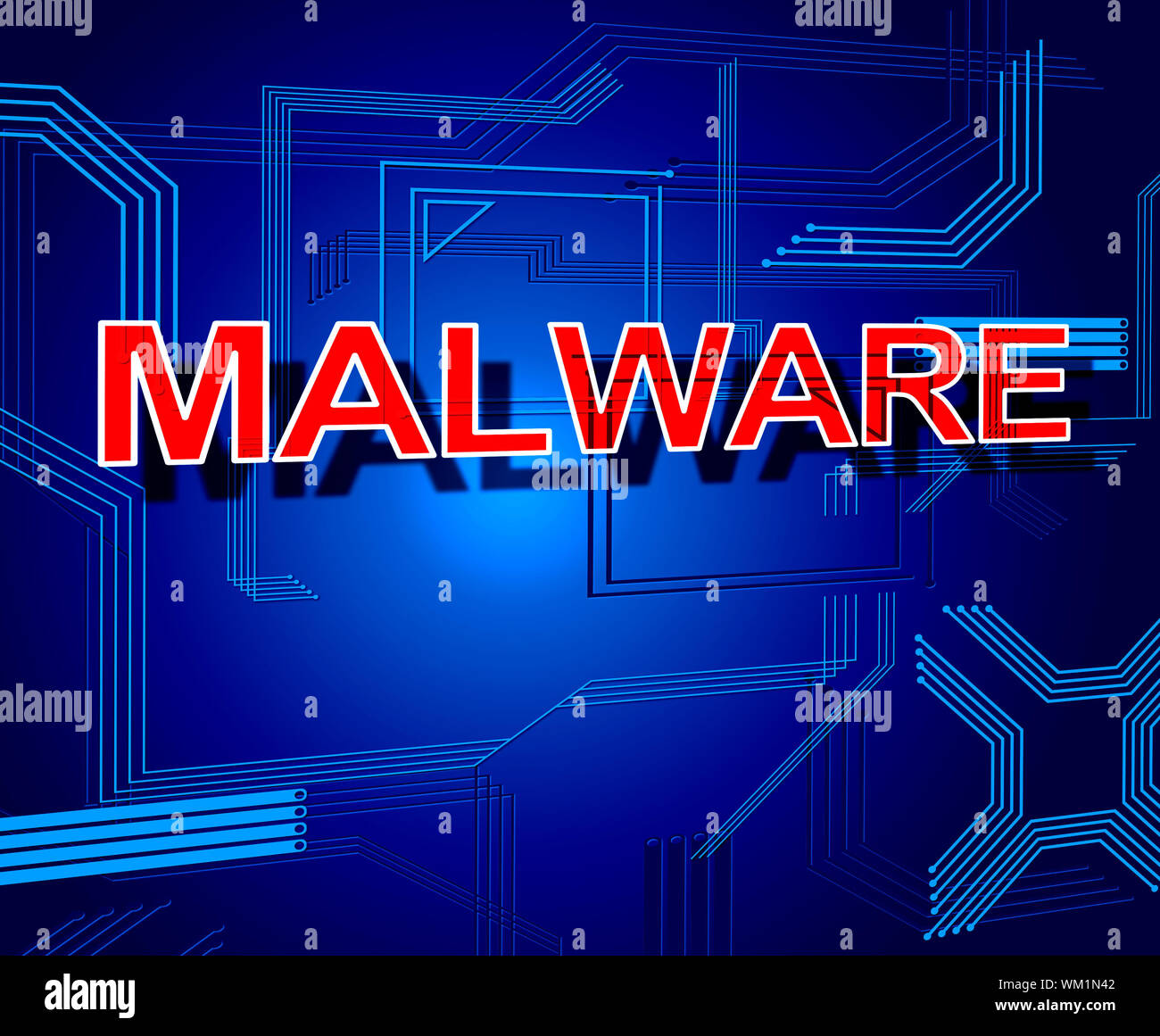 Malware Sign Meaning Digital Technology And Communication Stock Photo ...