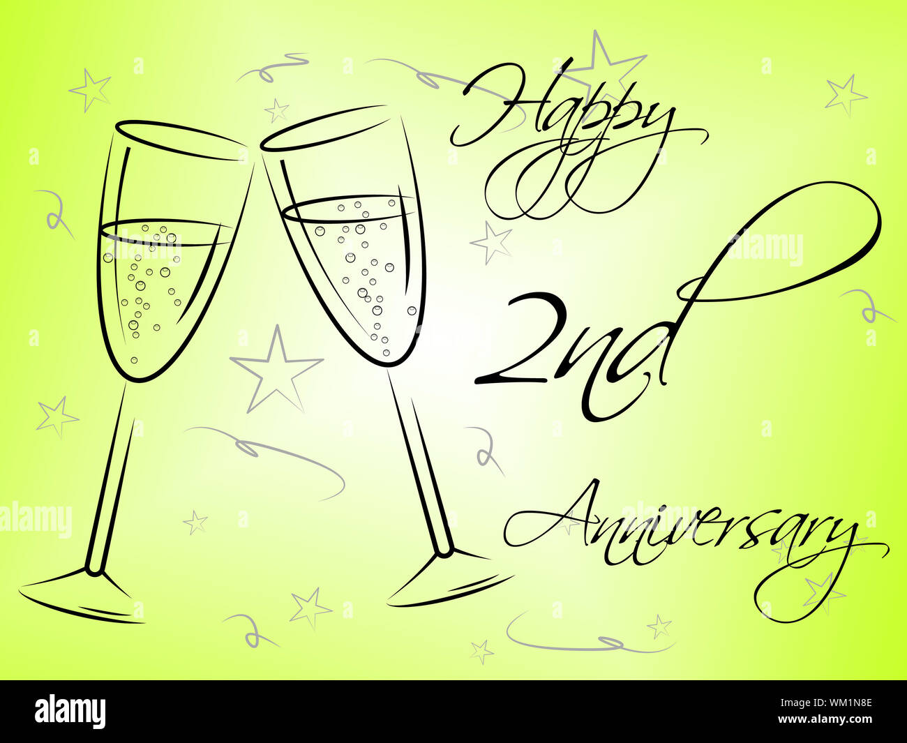 Happy Second Anniversary Representing Congratulating Joy And Romance ...