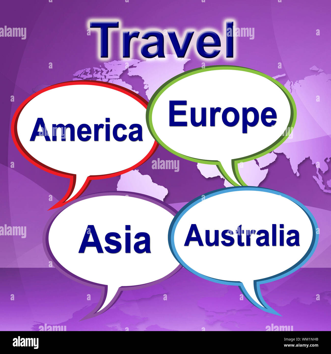 Travel Words Showing Explore Expedition And Tours Stock Photo - Alamy