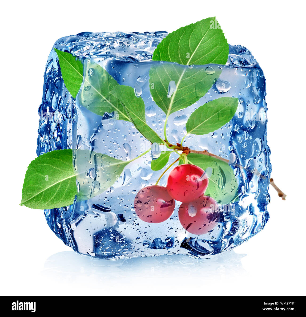 Cherry in ice cube isolated on white Stock Photo - Alamy