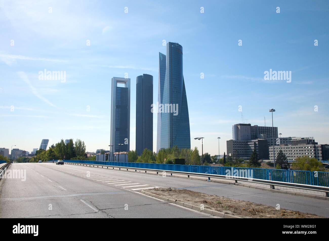 building skyscrapers at madrid city in spain Stock Photo - Alamy