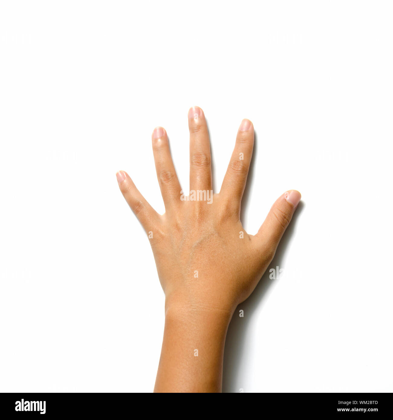 woman open hand symbol on a white background Stock Photo - Alamy